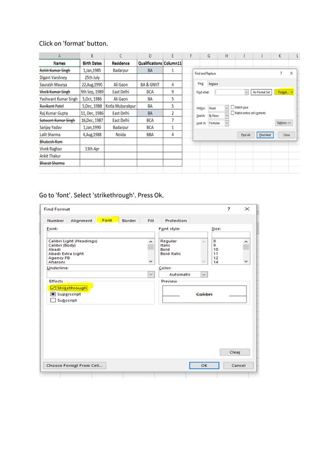 Filter Strikethrough Data In Microsoft Excel Filter Strikethrough Data In Microsoft Excel