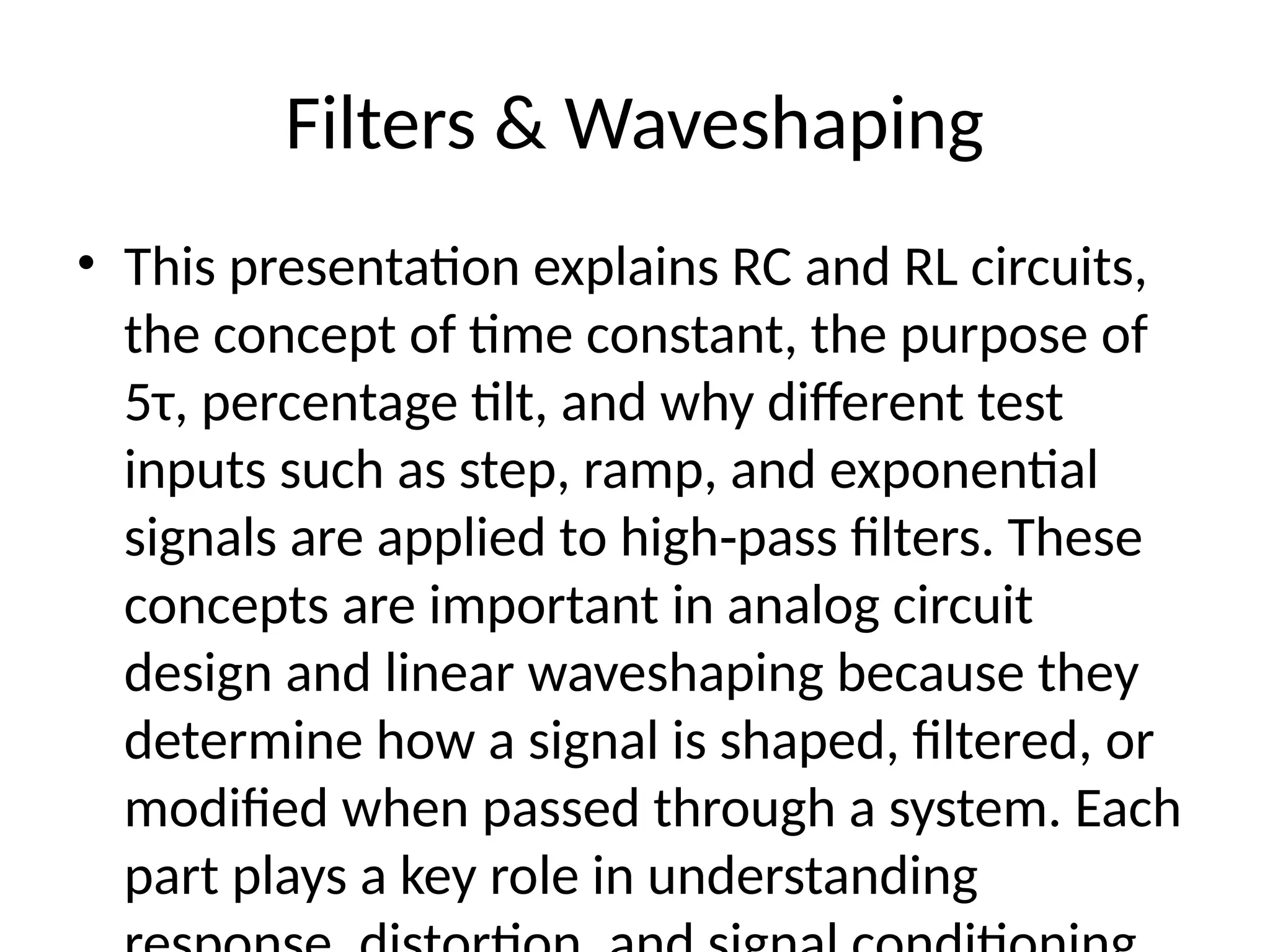 Filters_Waveshaping_Detailed.pptx in pulse and digital circuits | PPTX