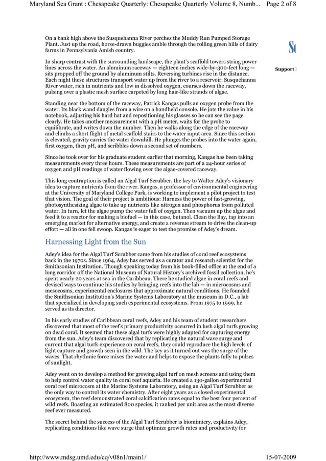 Filtracion Chesapeake Articulo Walter Adey | PDF