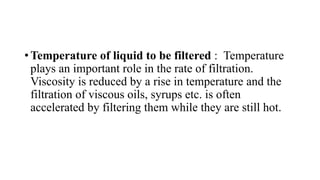 filtration and clarification Pharmaceutics I by | PPTX