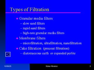 Filtration Mechanisms for Water Treatment Plat | PPT