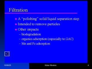 Filtration Mechanisms for Water Treatment Plat | PPT