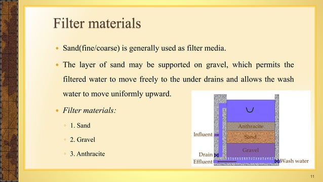 Filtration unit in water treatment plant | PPTX | Chemistry | Science
