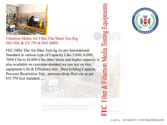 Filtration media air filter test rig copy | PPT