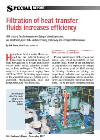 Filtration of heat transfer fluids increases efficiency | PDF