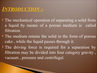 Filtration Mechanical Operation .ppt