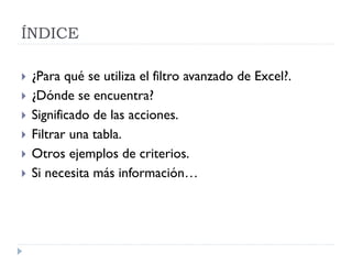 Filtros avanzados en excel | PDF