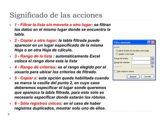 Filtros avanzados en excel | PDF