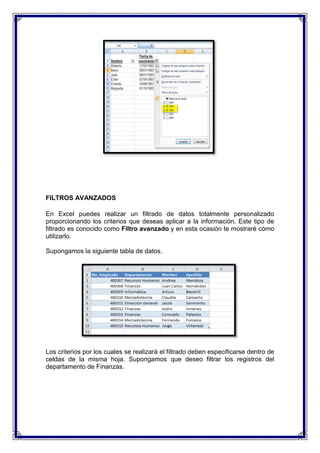 Filtros de excel | DOCX