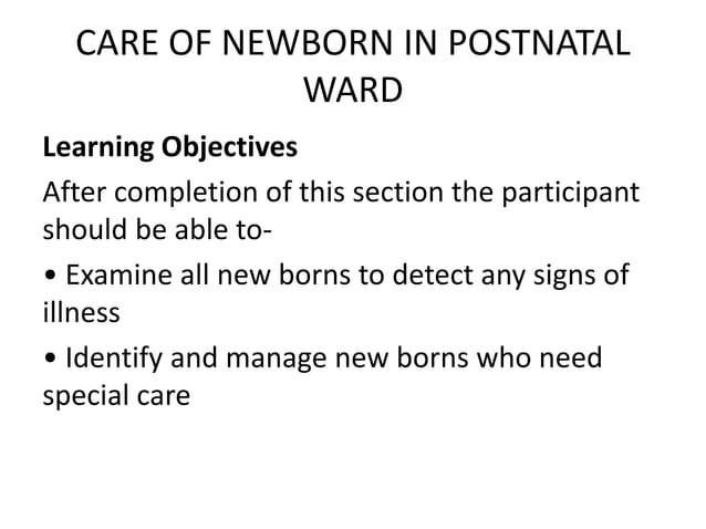 F imnci care of newborn in the postnatal ward | PPT