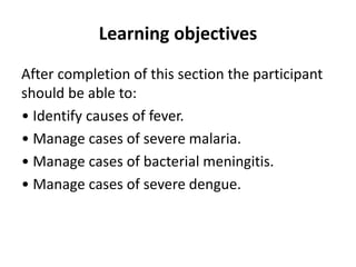 F imnci case management of children presenting with fever | PPT