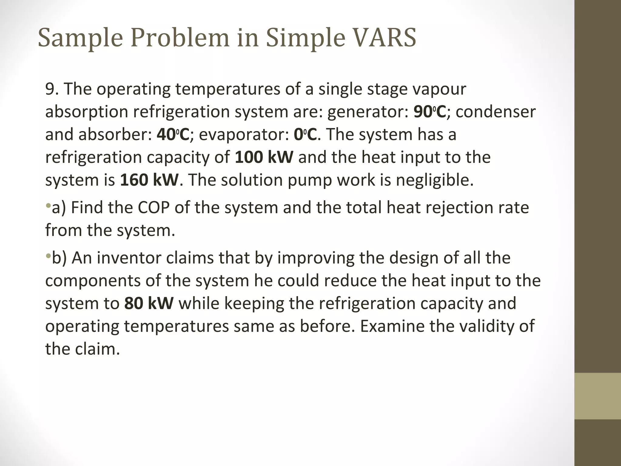 Simple Vapor Absorption Refrigeration System | PPT