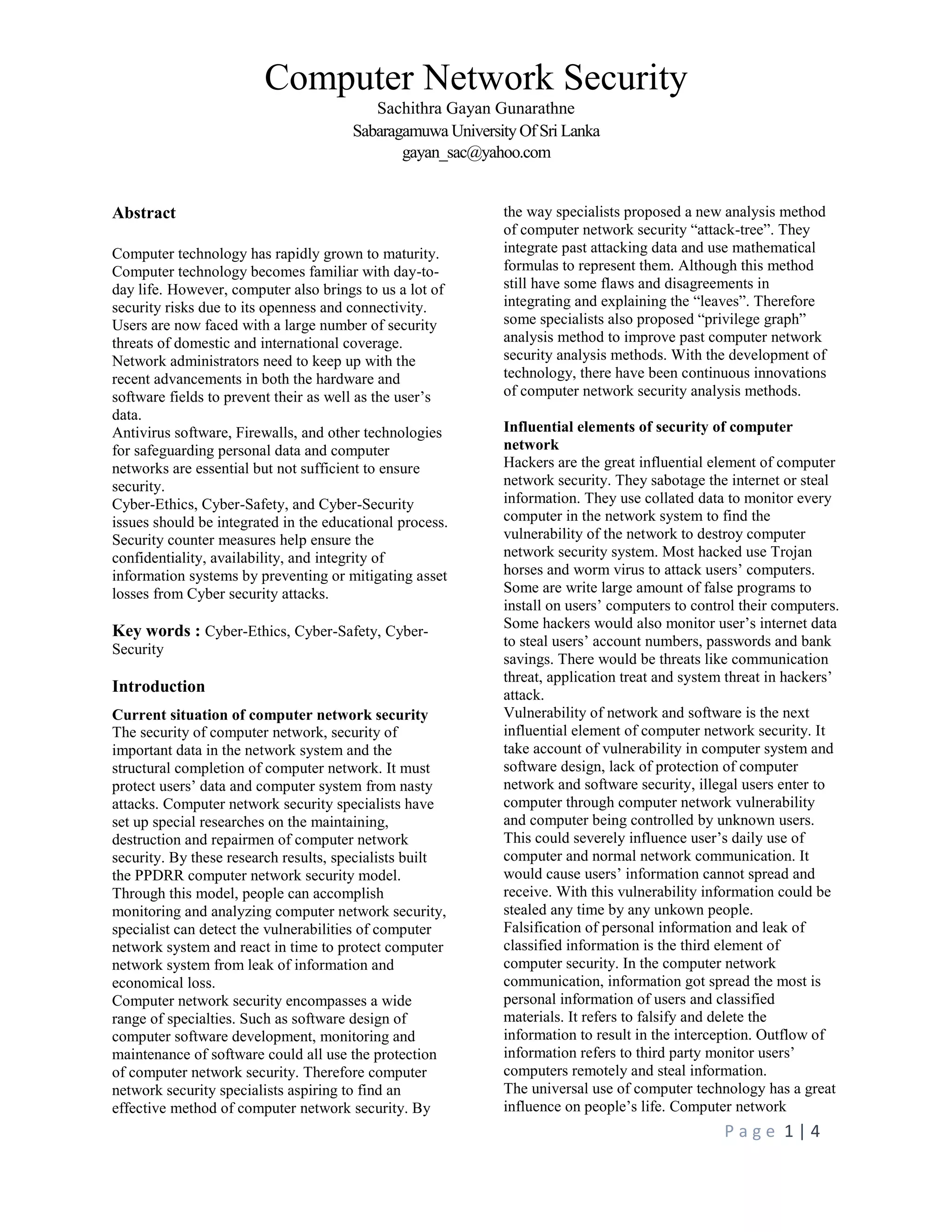 Computer Network Security | PDF