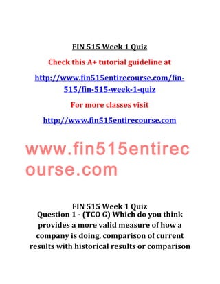 Fin 515-week-1-quiz | PDF