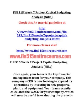 Fin 515-week-7-project-capital-budgeting-analysis | PDF