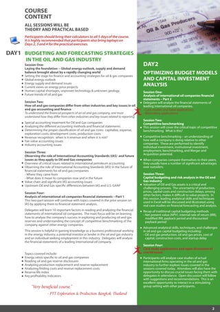 Masterclass: Advanced & Expert Strategies In Oil & Gas Finance And Accounting 18 - 22 July 2011 ...