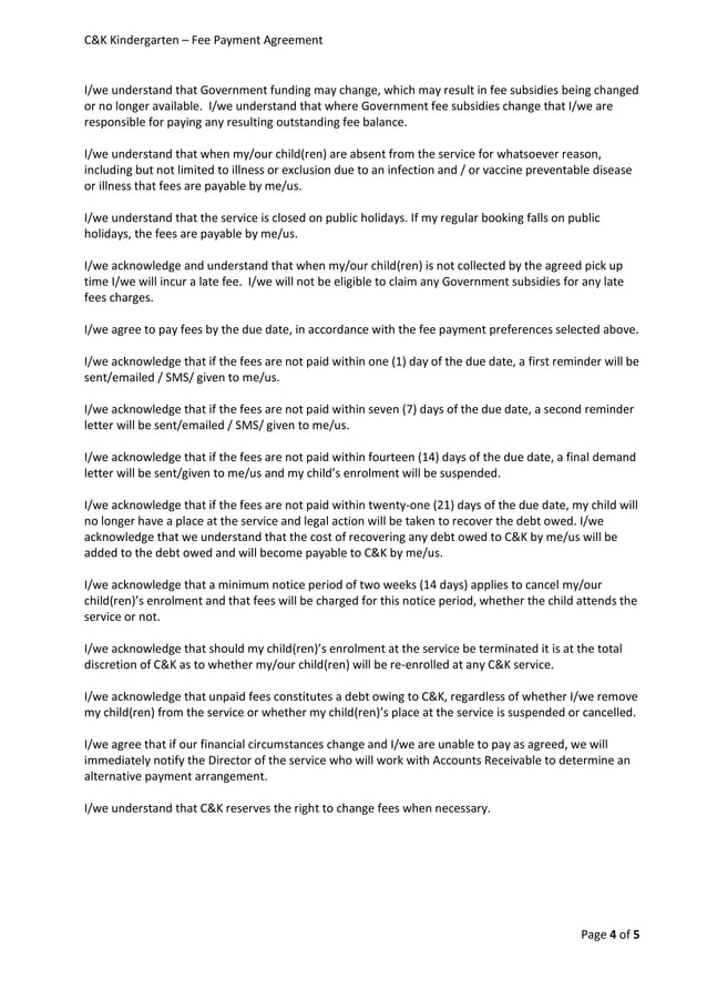Fin05 01 f1 form fee payment agreement kindergarten writable | PDF