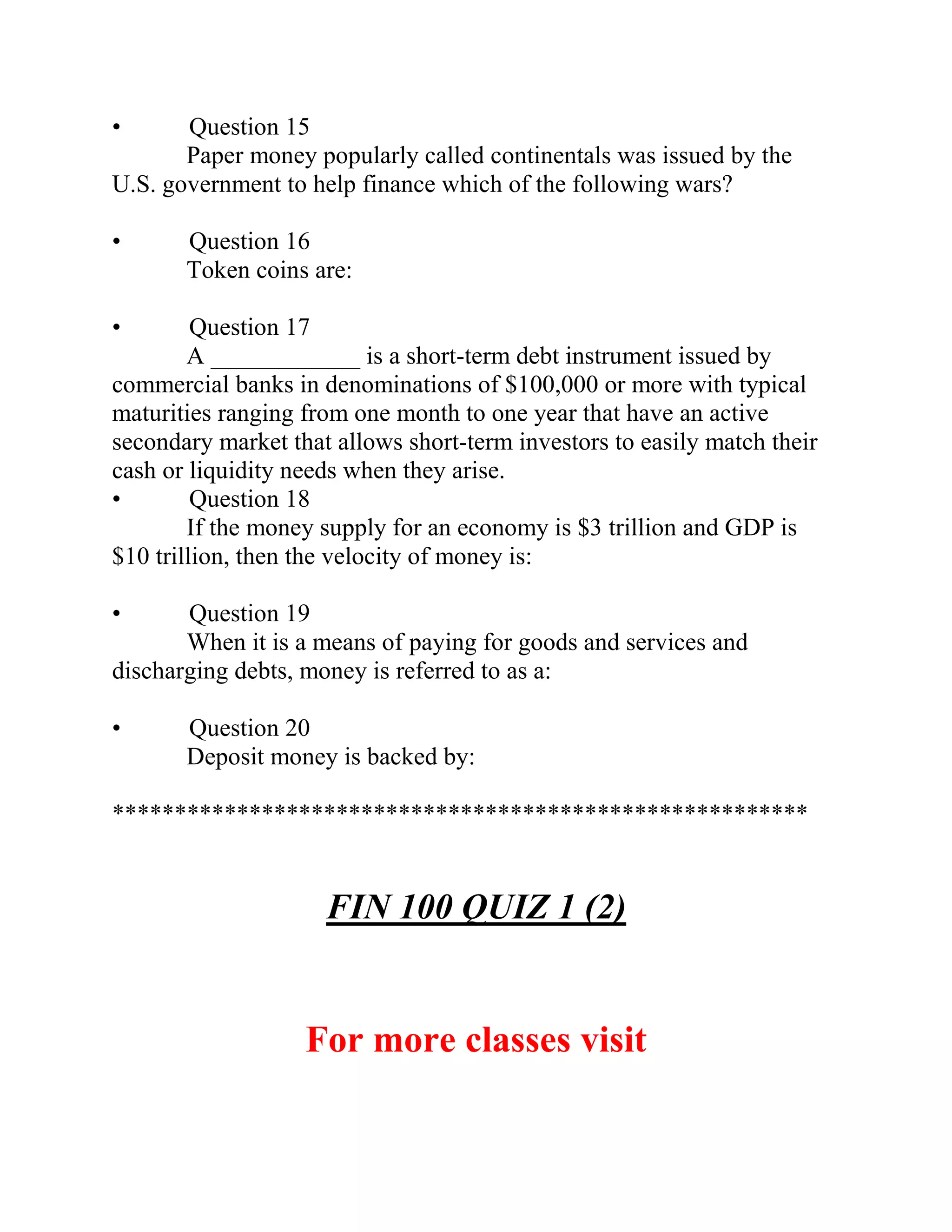 Fin 100 Enthusiastic Study / snaptutorial.com