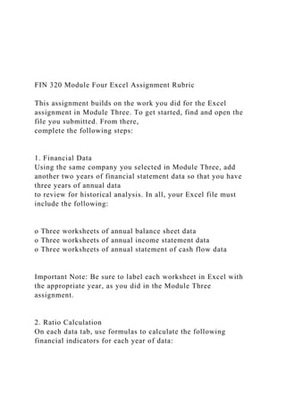 FIN 320 Module Four Excel Assignment Rubric This assign.docx
