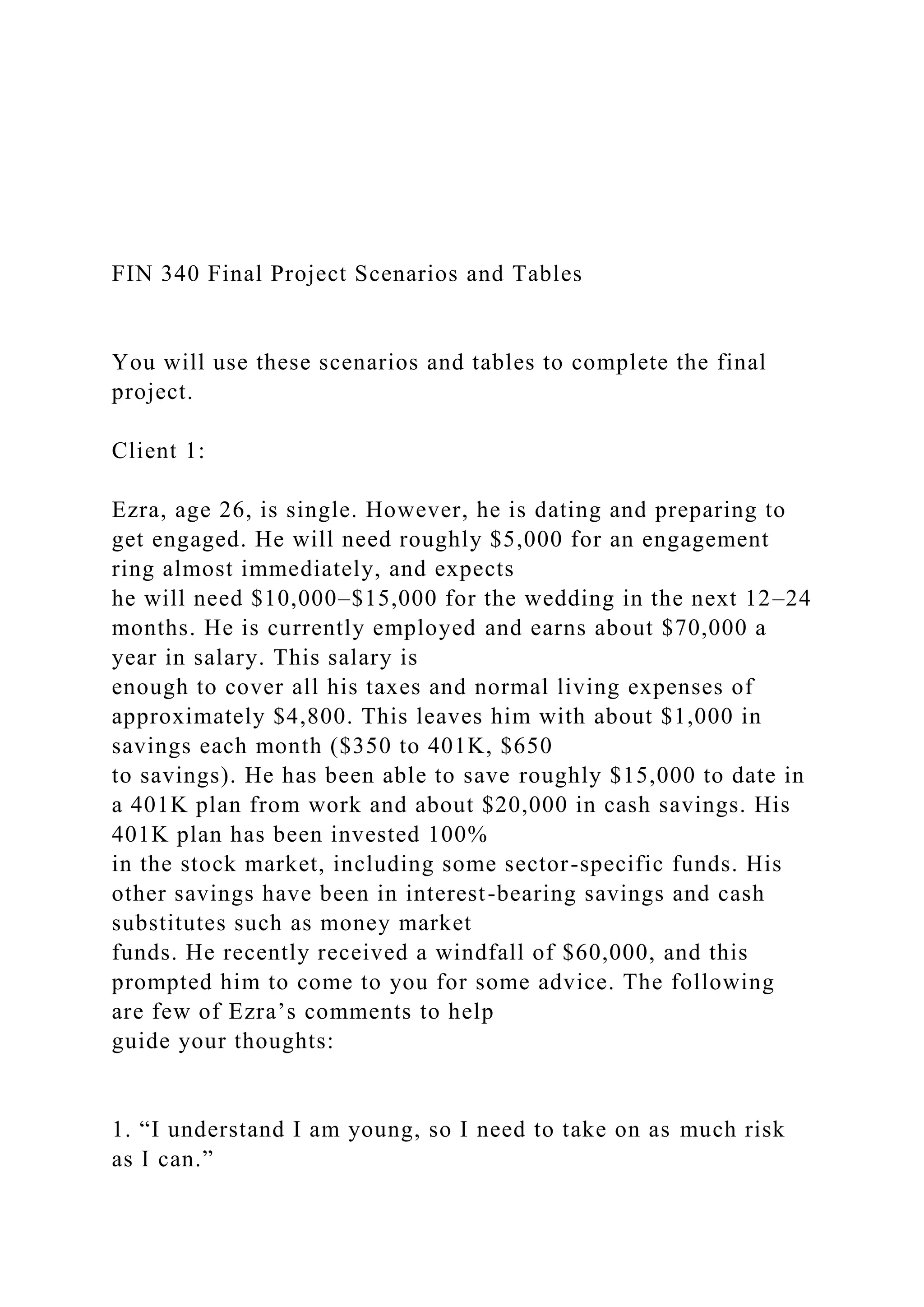 FIN 340 Final Project Scenarios and Tables You will u.docx
