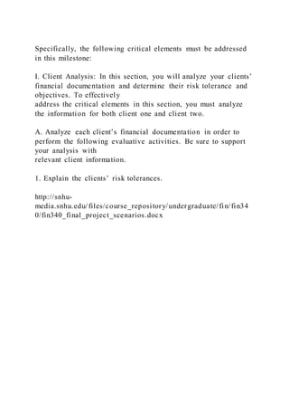 FIN 340 Milestone One Guidelines | DOCX