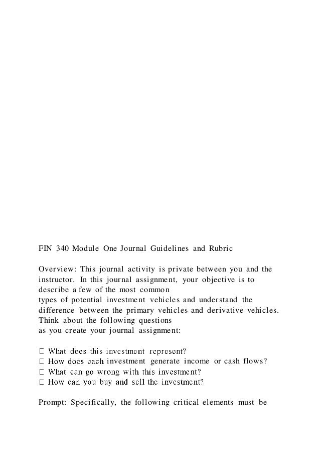 FIN 340 Module One Journal Gui | PDF