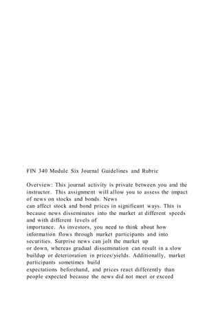 FIN 340 Module Six Journal Gui | DOCX