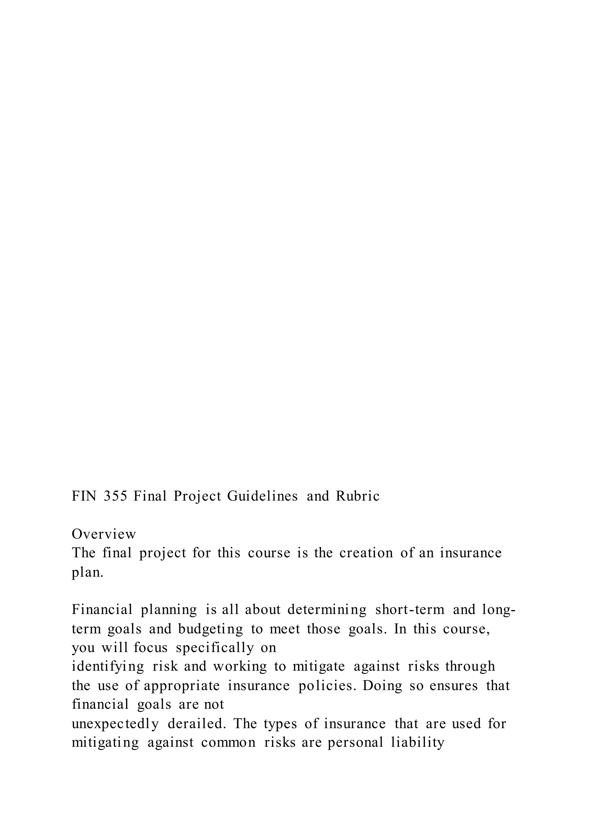 FIN 355 Final Project Guid | DOCX