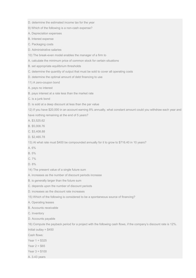 Fin 370 final exam | DOCX