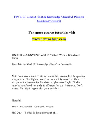 FIN 370T Doing by learn/newtonhelp.com