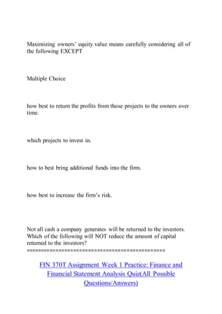 FIN 370T Doing by learn/newtonhelp.com