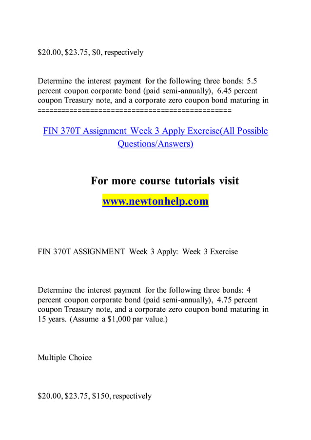 FIN 370T Perfect Education/newtonhelp.com