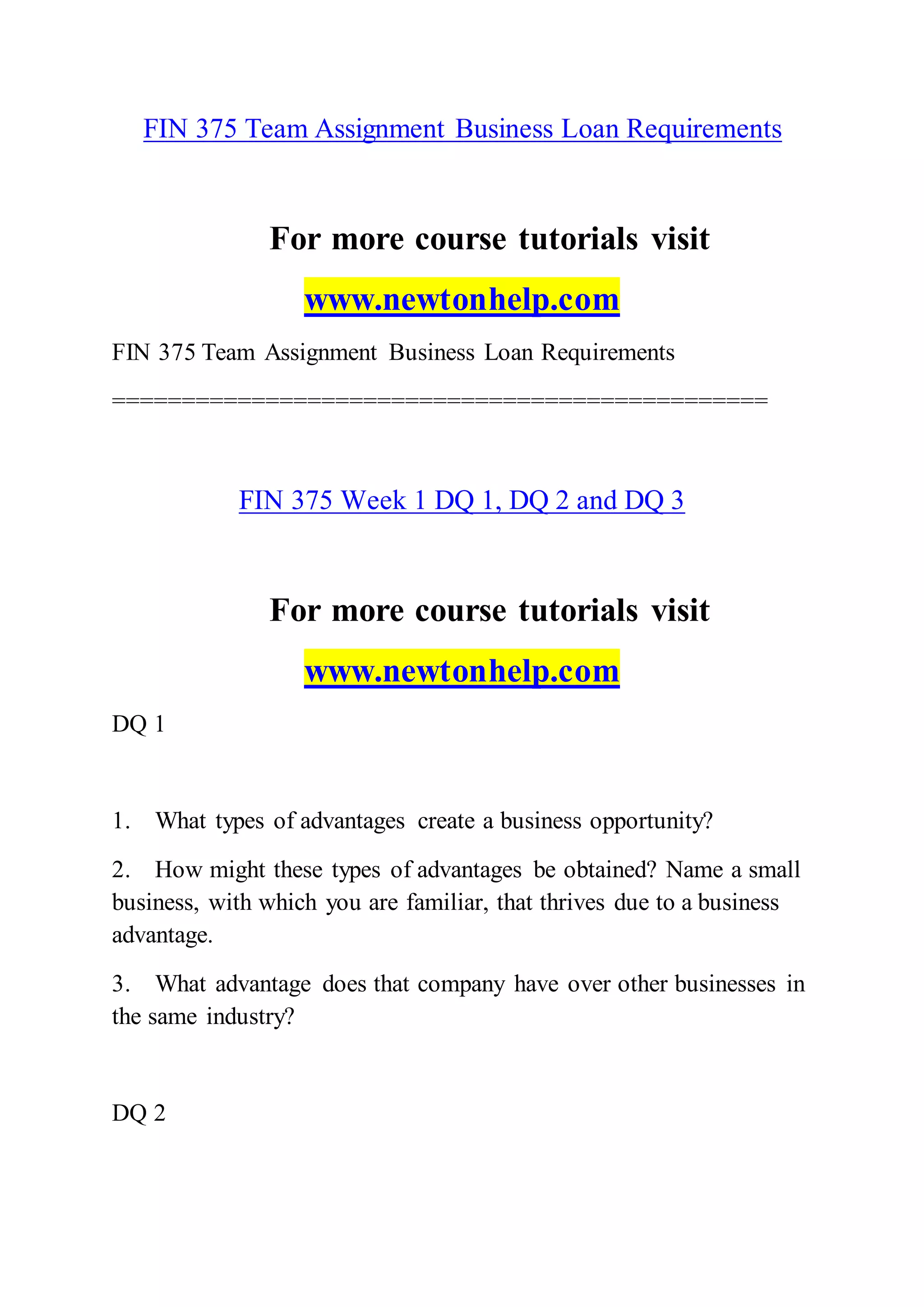 FIN 375 Doing by learn/newtonhelp.com