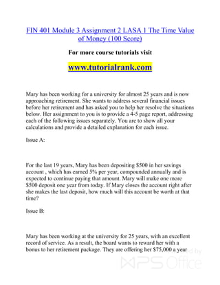 Fin 401 Teaching Effectively--tutorialrank.com