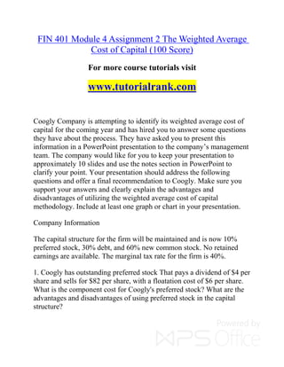 Fin 401 Teaching Effectively--tutorialrank.com | Business Accounting & Finance | Business