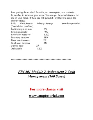 Fin 401 Effective Communication / snaptutorial.com