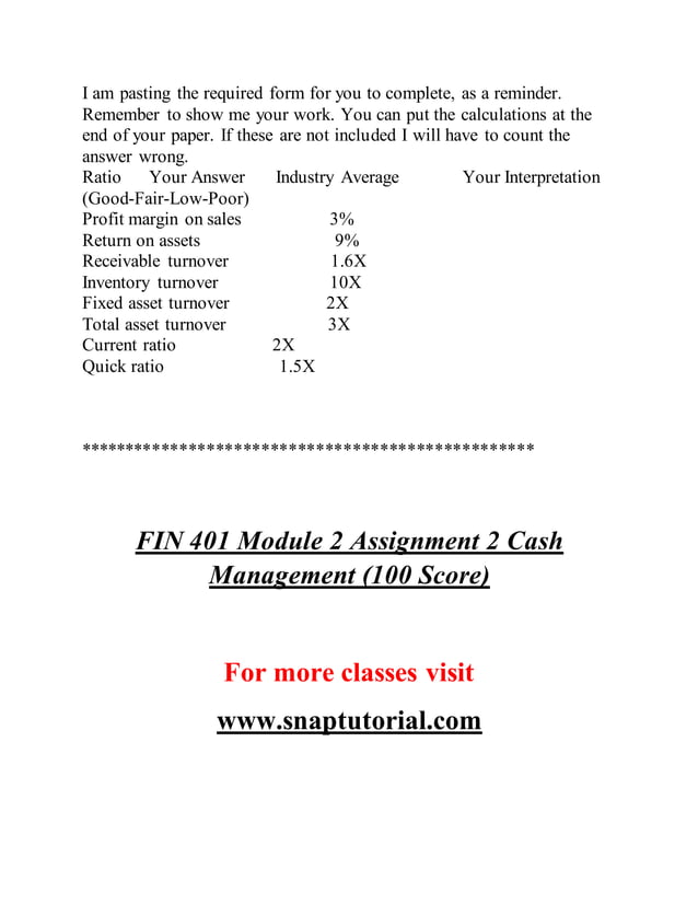 Fin 401 Effective Communication / snaptutorial.com
