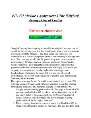 Fin 401 Enthusiastic Study / snaptutorial.com