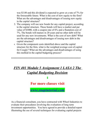 Fin 401 Enthusiastic Study / snaptutorial.com