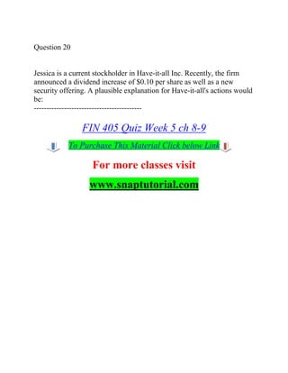 FIN 405 help A Guide to career/Snaptutorial | PDF