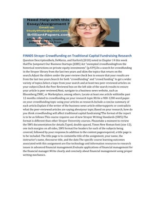 FIN405 Strayer Crowdfunding on Traditional Capital Fundraising Research.pdf