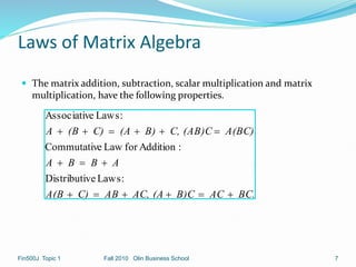 Fin500J_MatrixAlgebra_2011.ppt | Free Download