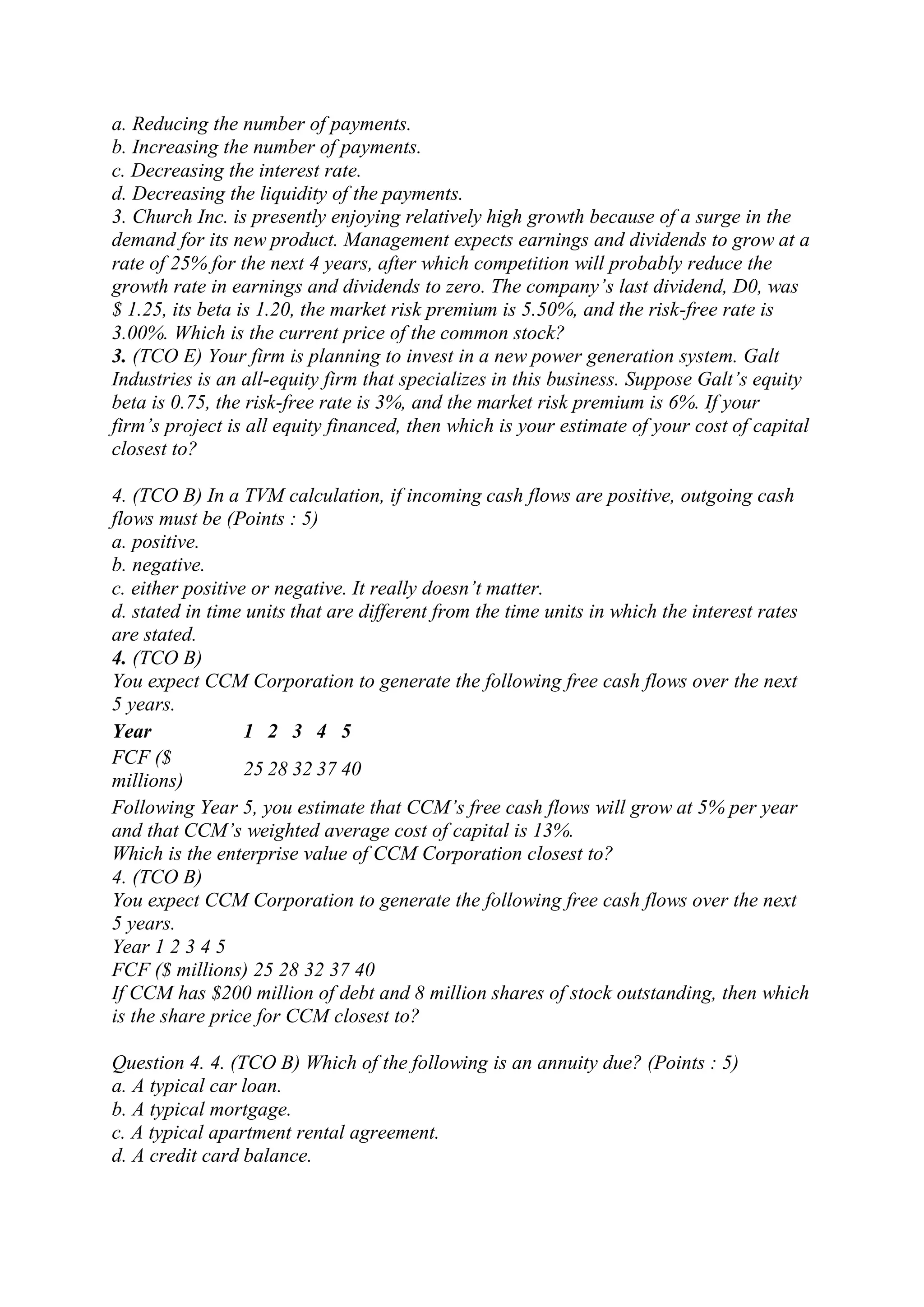 Fin 515 final exam set 1 | PDF