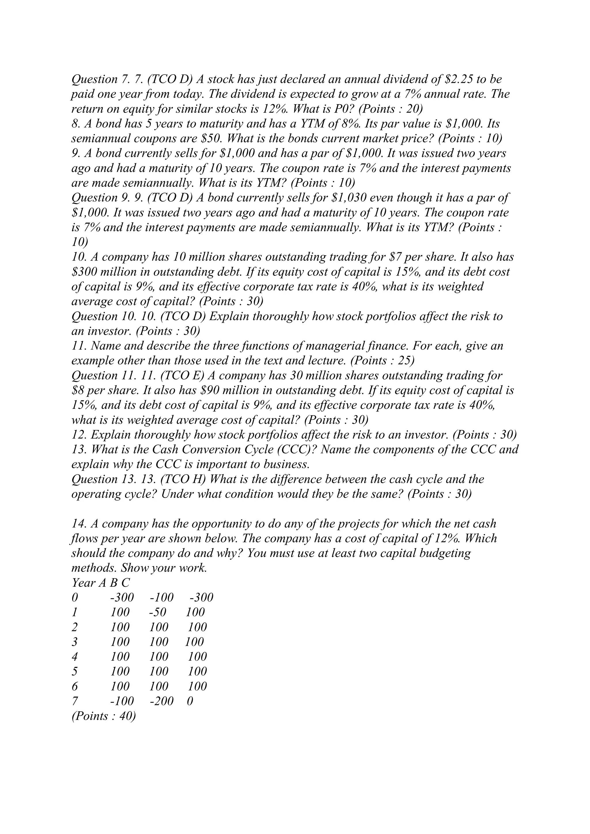 Fin 515 final exam set 1 | PDF