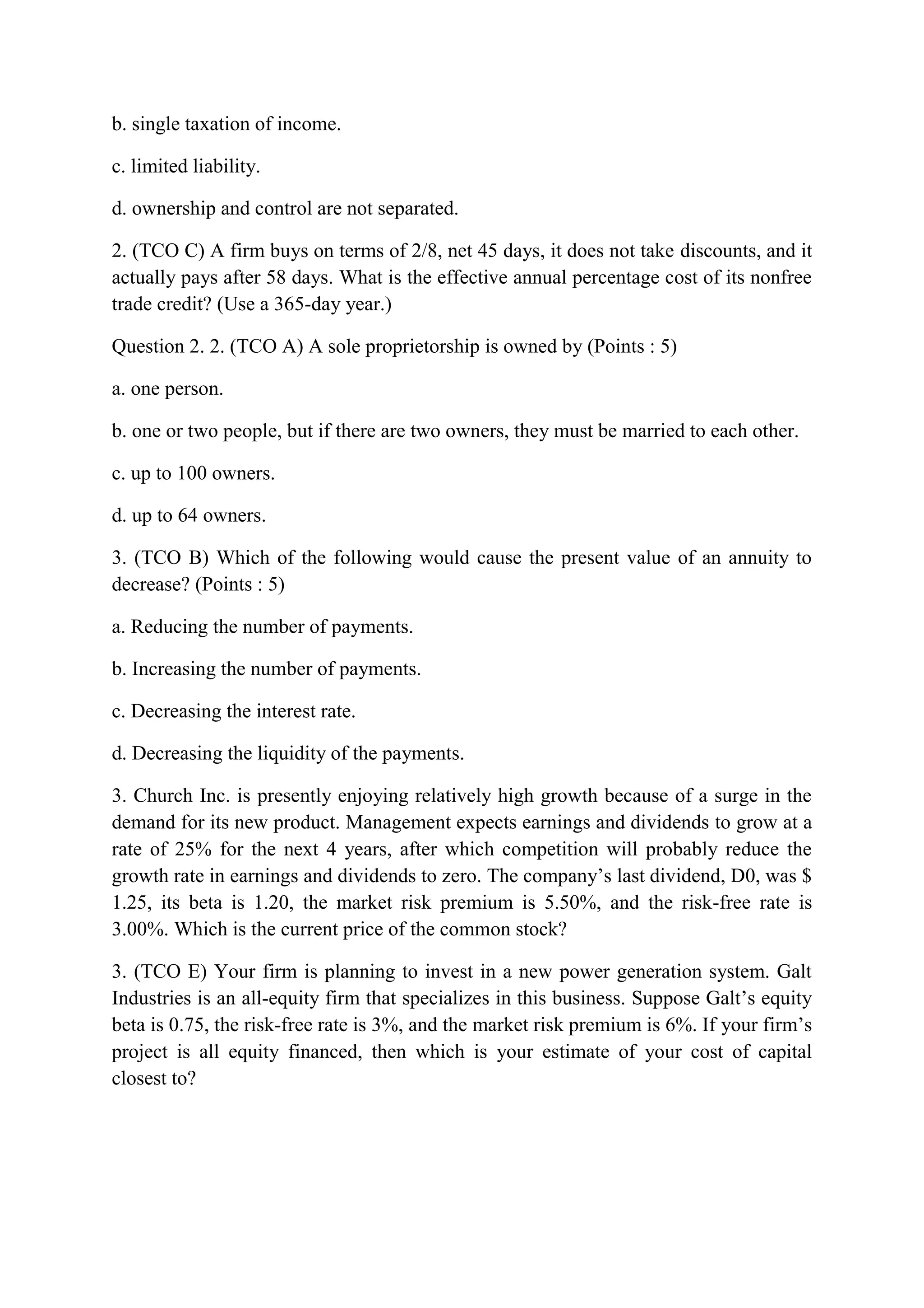 FIN 515 Final Exam Set 1C | PDF
