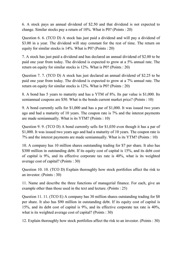 FIN 515 Final Exam Set 1C | PDF