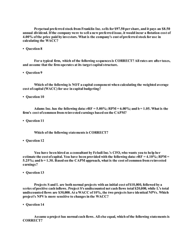 Fin 534 final exam solution | DOCX