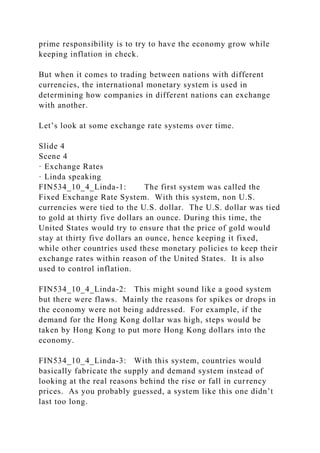 FIN534 Week 10 Scenario Script International monetary system and .docx