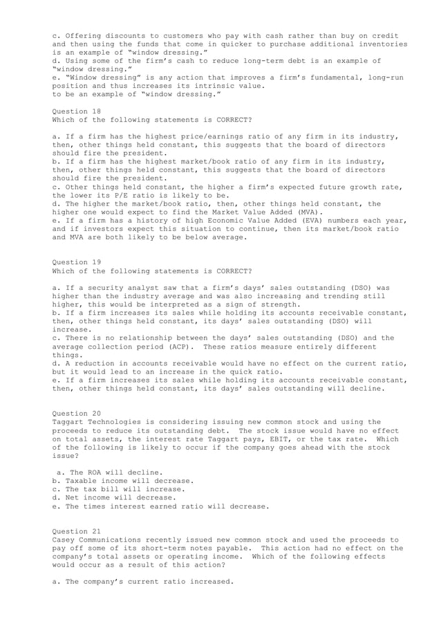 Fin 534 week 3 quiz 2 (str course) | PDF