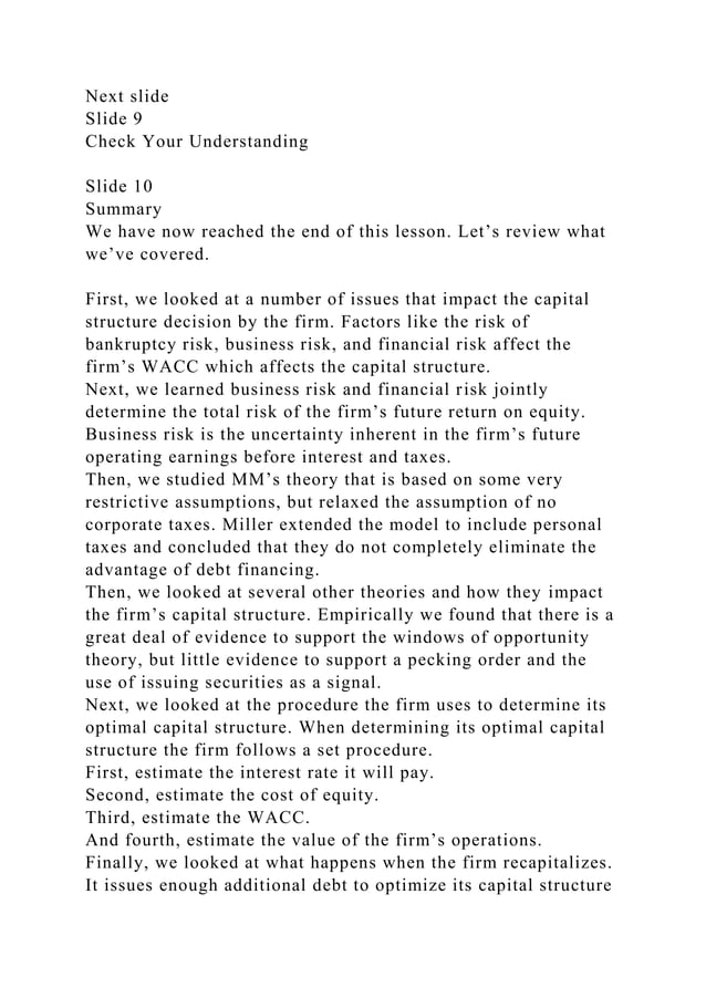 FIN 534 Week 8 Part 2 Capital Structure DecisionsSlide 1Intro.docx